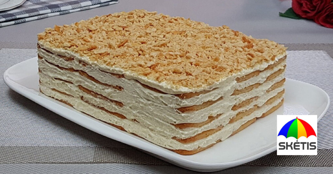 Skaniausias nekeptas tortas „Napoleonas“. Paprastas tinginių „Napoleono ...